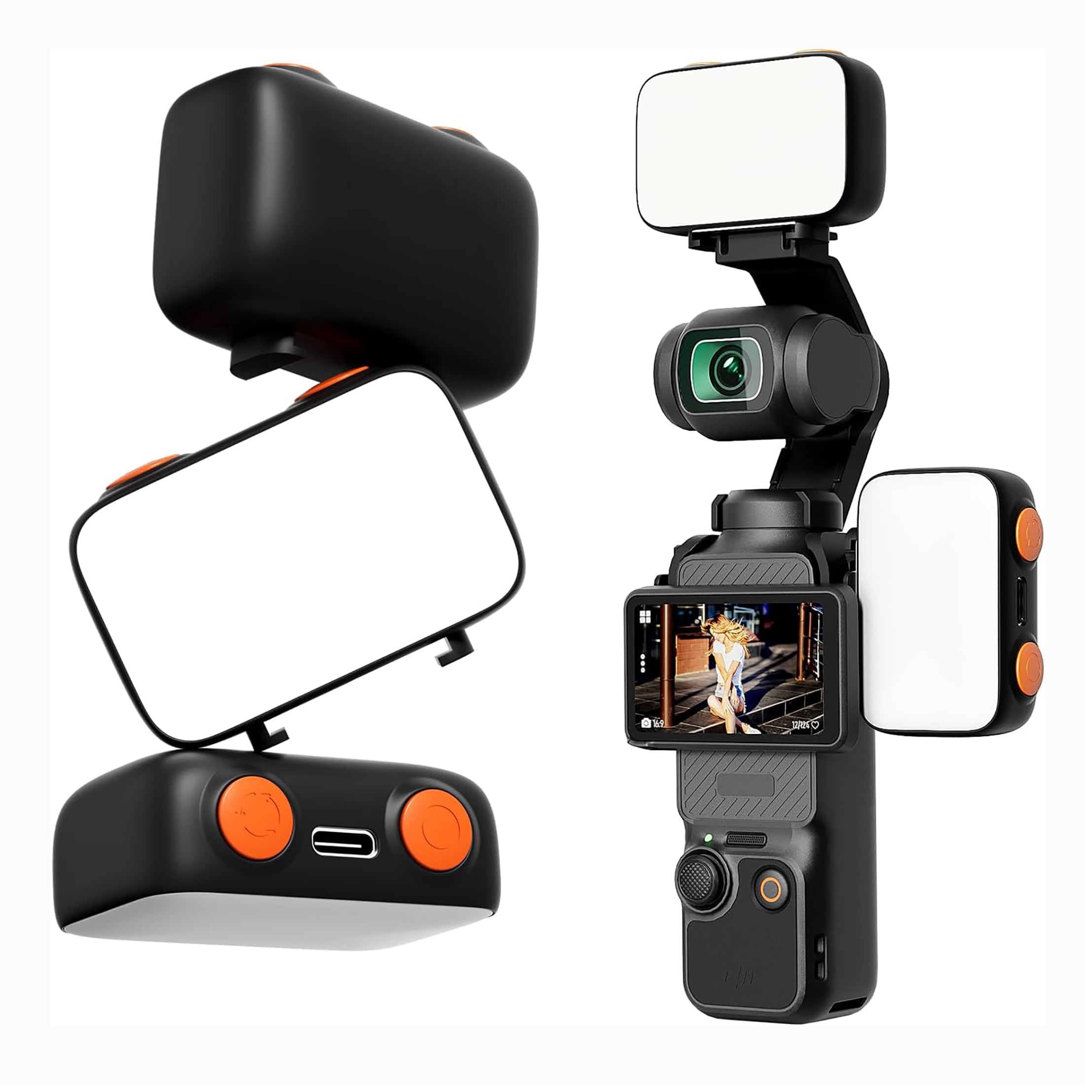 LED Fill Light for DJI OSMO Pocket 3, 800mAh Rechargeable Auxiliary LED ...