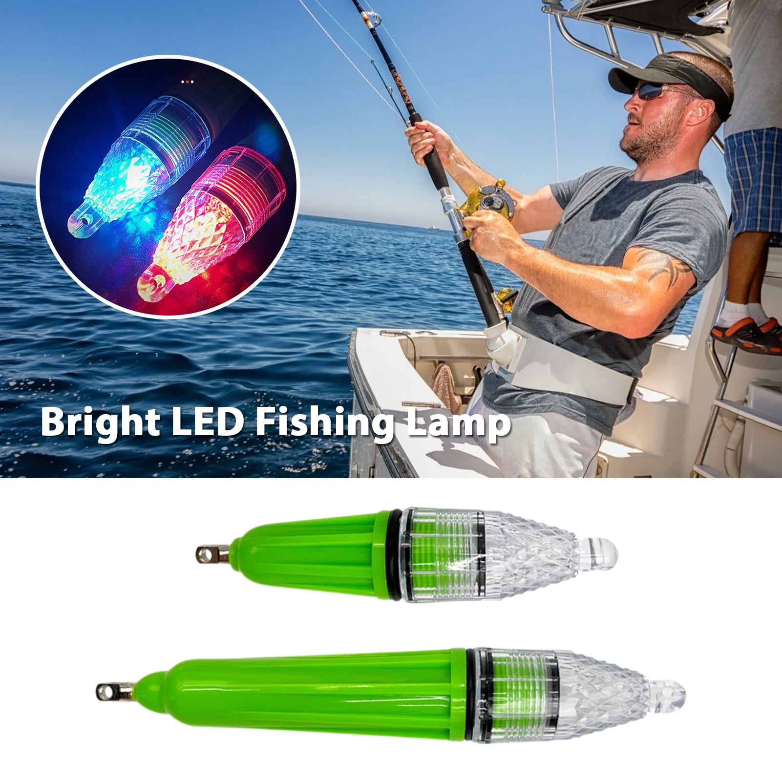 LED Fishing Lure Lamp Waterproof Colorful Fish Luring Light Submersible ...