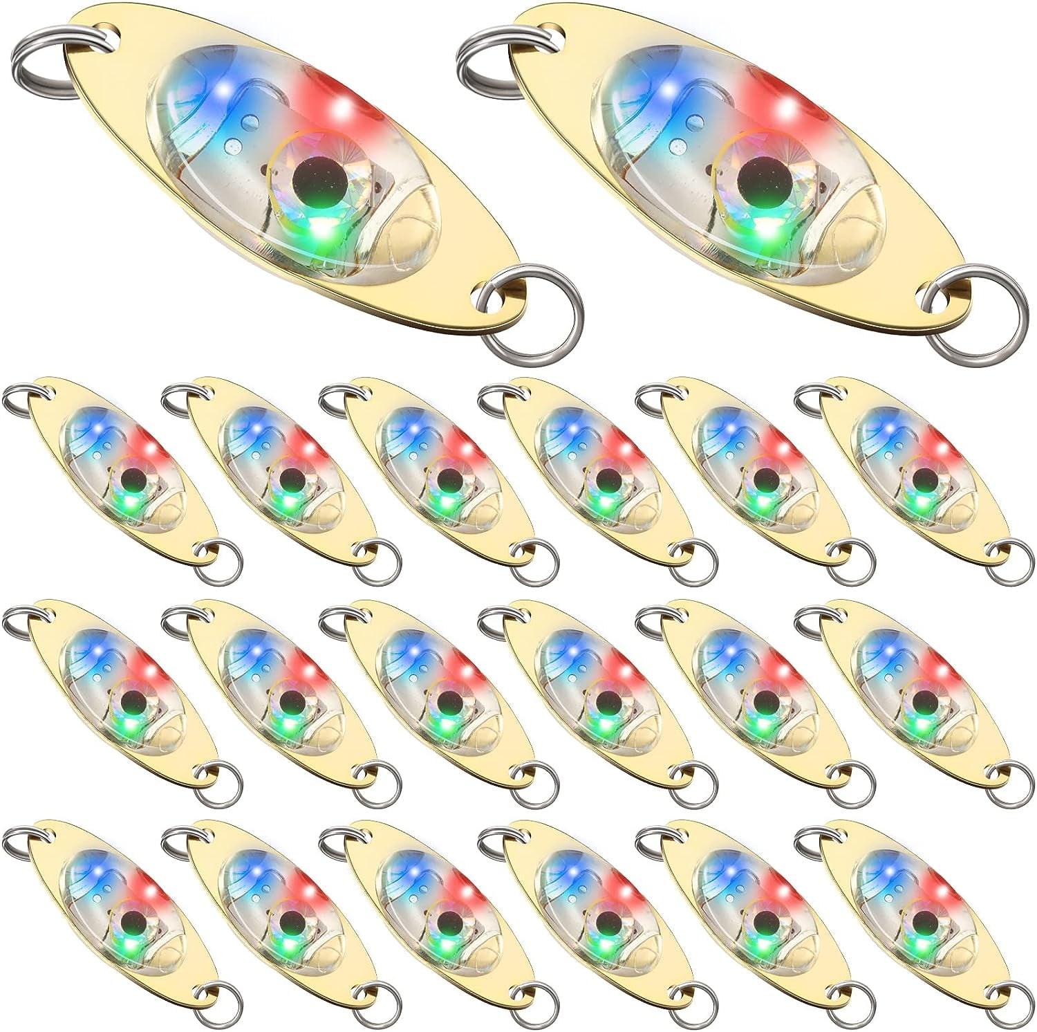 LED Fishing Lures Fishing Spoons Underwater Flasher Bass Halibut ...