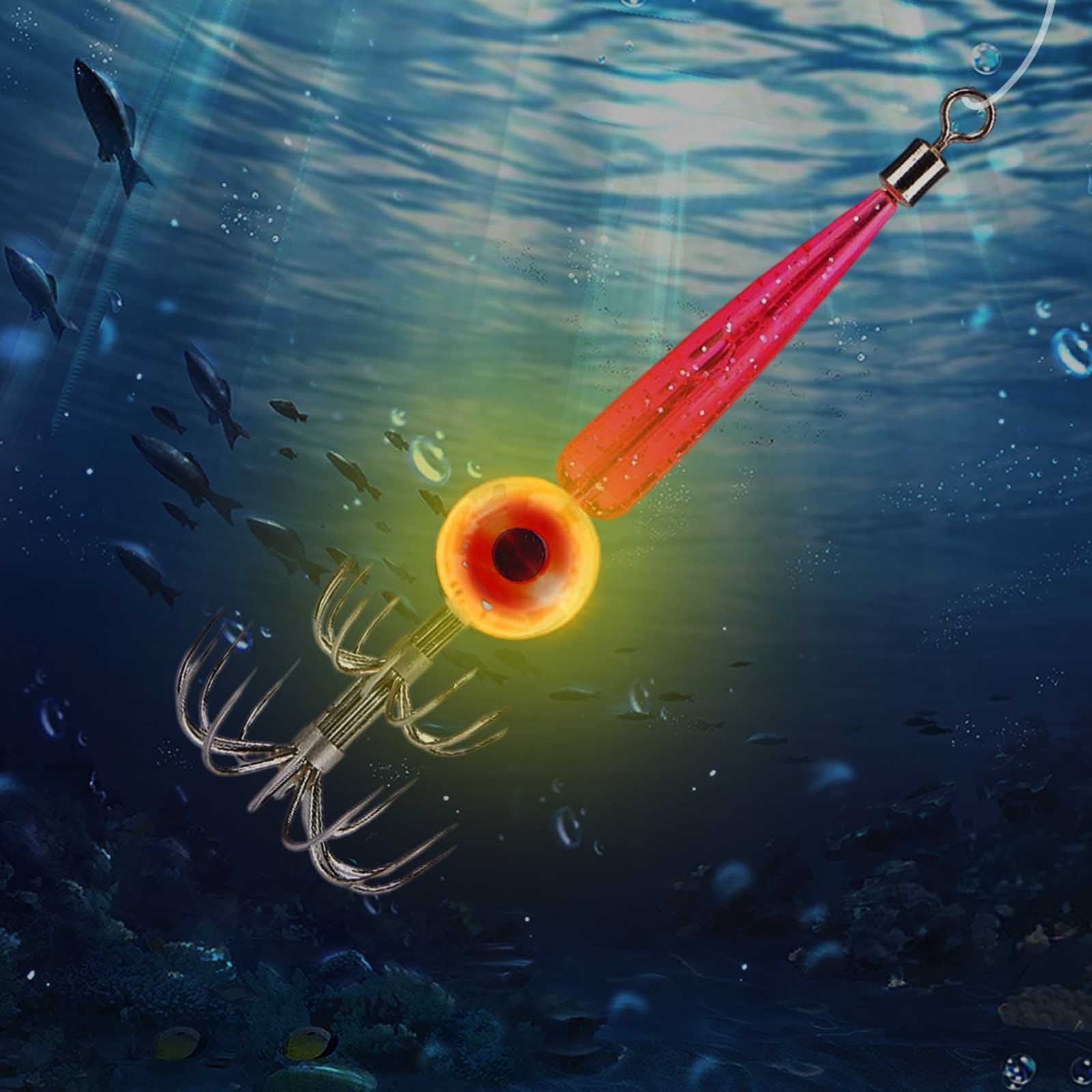 LED Fishing Squid Hooks Kit with Underwater Flasher Light Electronic ...