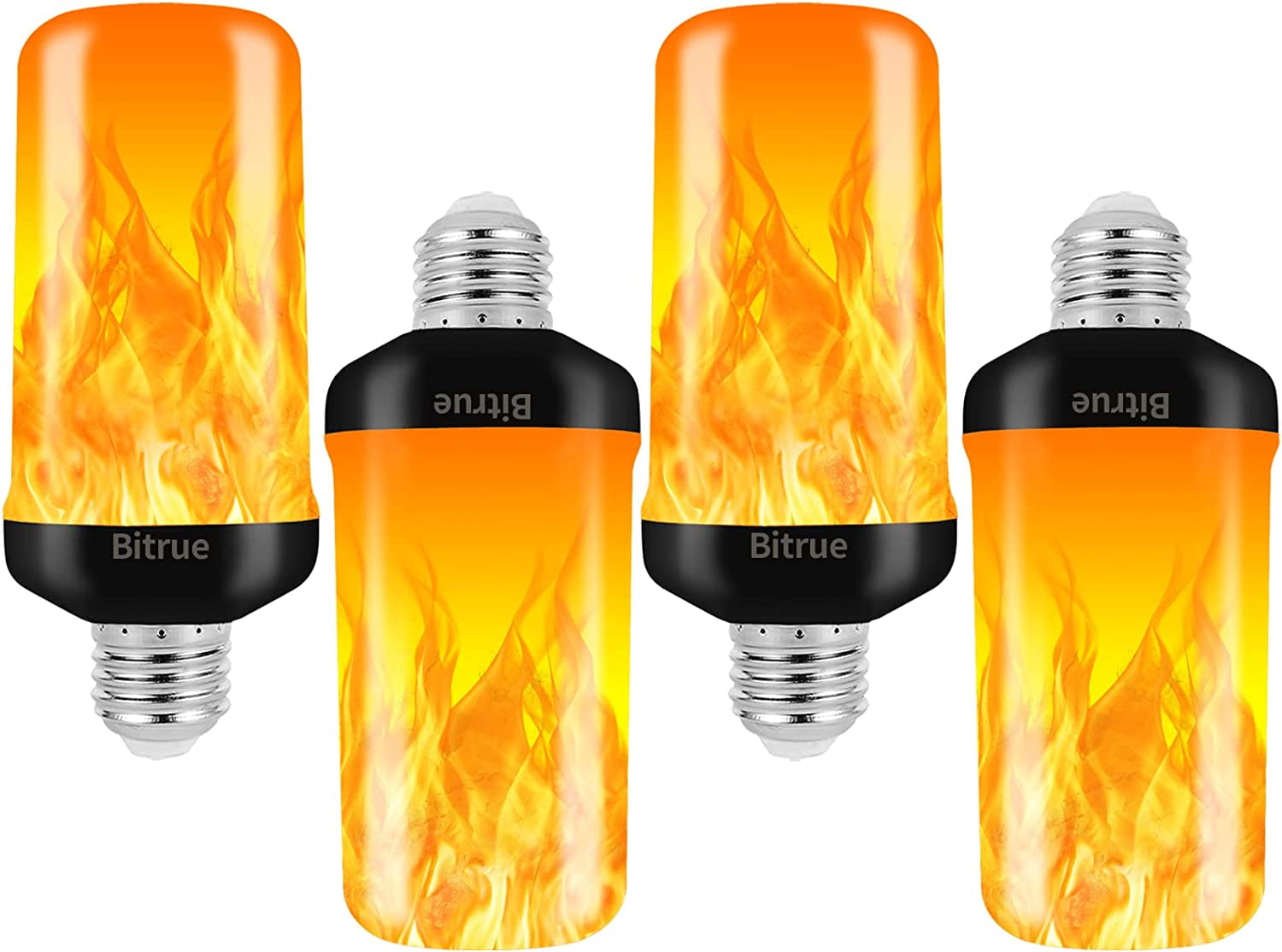 LED Flame Effect Light Bulb, 4 Modes Flame Light Bulbs, E26 Base Fire ...