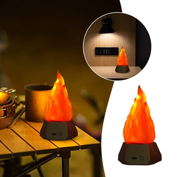 LED Flame Lamp,USB Rechargeable Flameless Candles with Flickering Flame ...