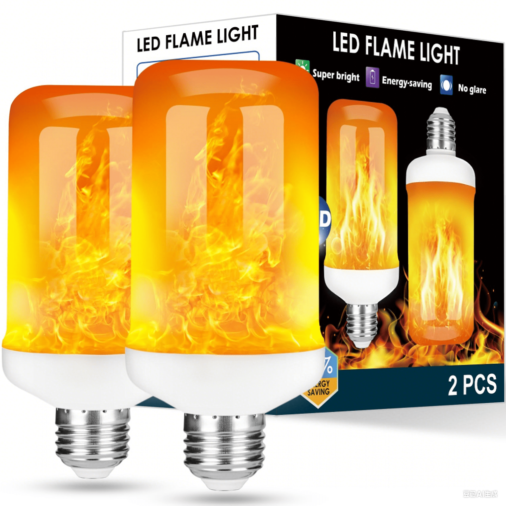 LED Flame Light Bulb, Upgraded 4 Modes Fire Light Bulbs with Upside ...