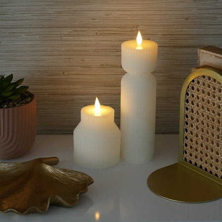 LumaBase Flameless LED Glass Candles, Battery Operated with Natural ...