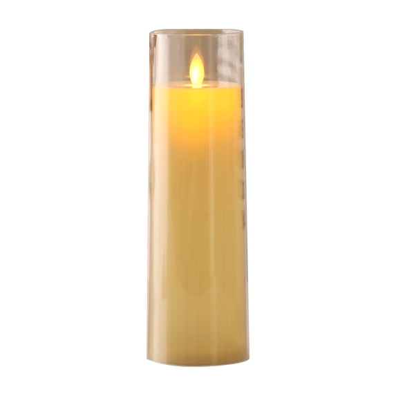 LED Flameless Candle with Glass Holder Realistic Flickering Flame ...