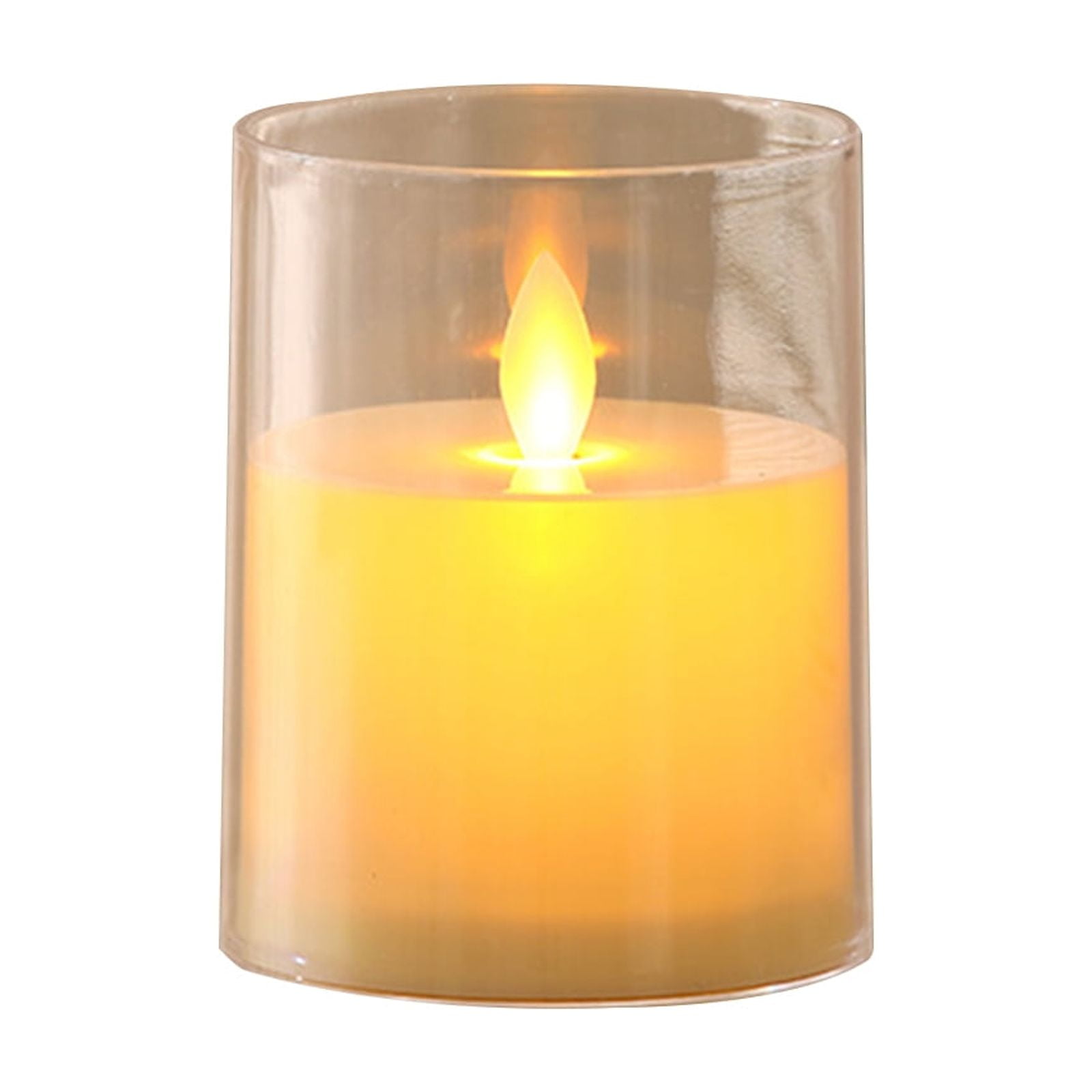 LED Flameless Candle with Glass Holder Realistic Flickering Flame ...