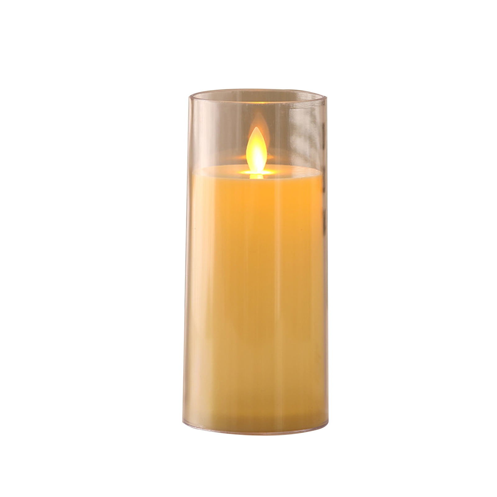 LED Flameless Candle with Glass Holder Realistic Flickering Flame ...