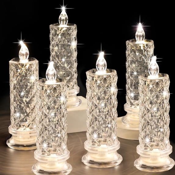 Christmas Flameless Candles, 6 Pack LED Fake Candles Battery Operated ...