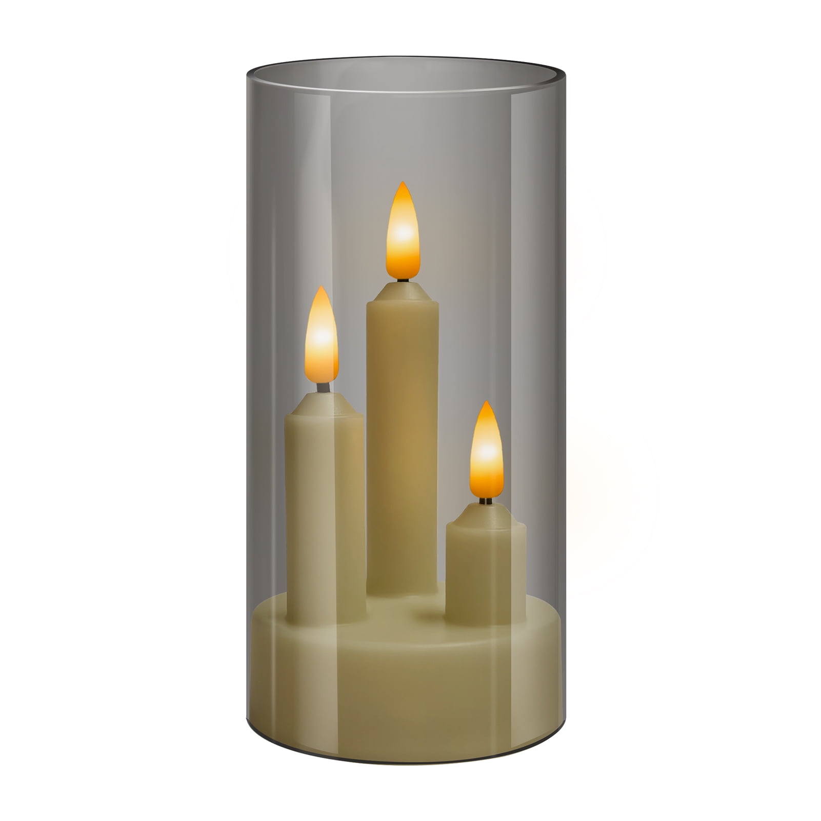 LED Flameless Candles，Acrylic Glass Cover Battery Operated, Real Wax ...