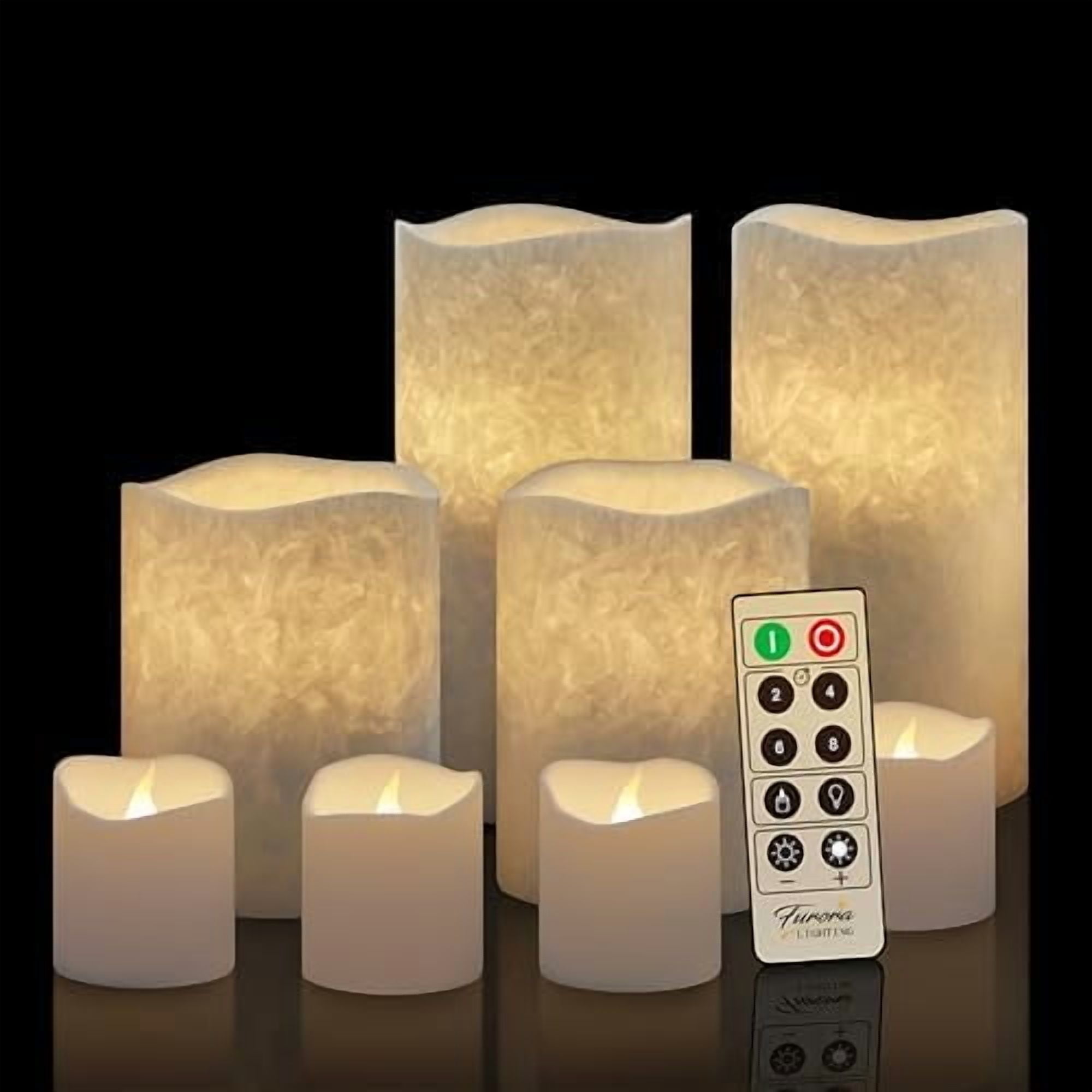 LED Flameless Candles with Remote Control, White in Set of 8, Real Wax ...