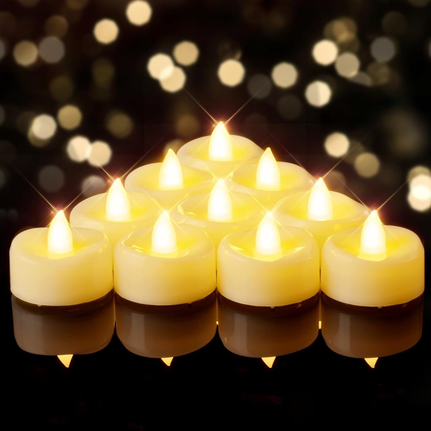 LED Flameless Tea Light Candles 100-Pack Ivory Shell Battery Operated ...