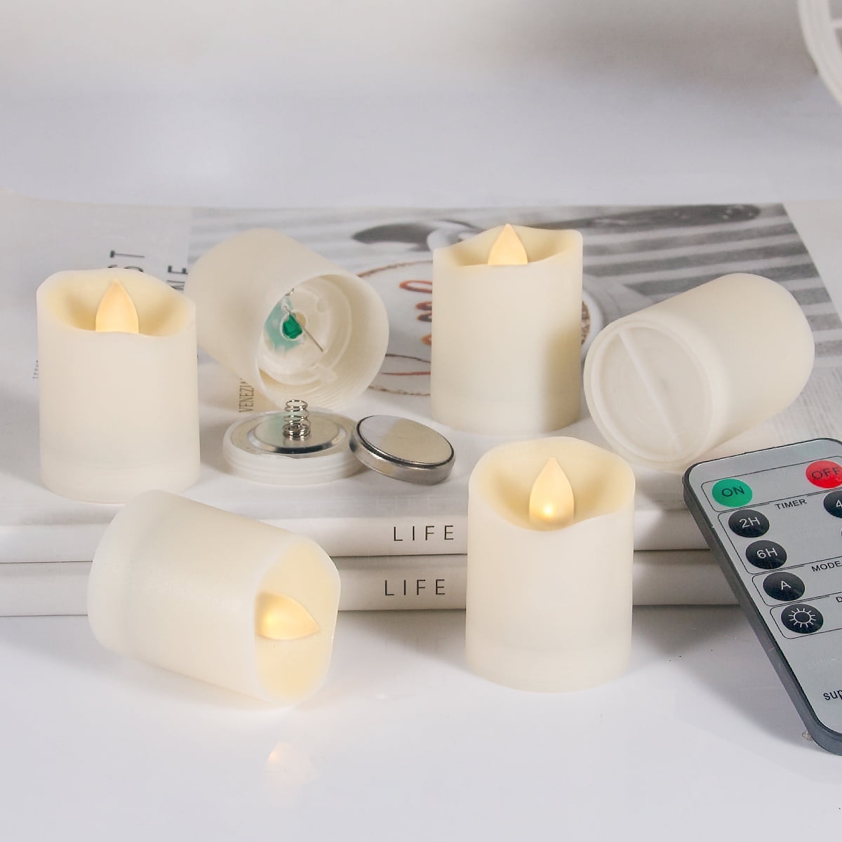 LED Flameless Votive Candles Tea Lights with Remote with Timer ...