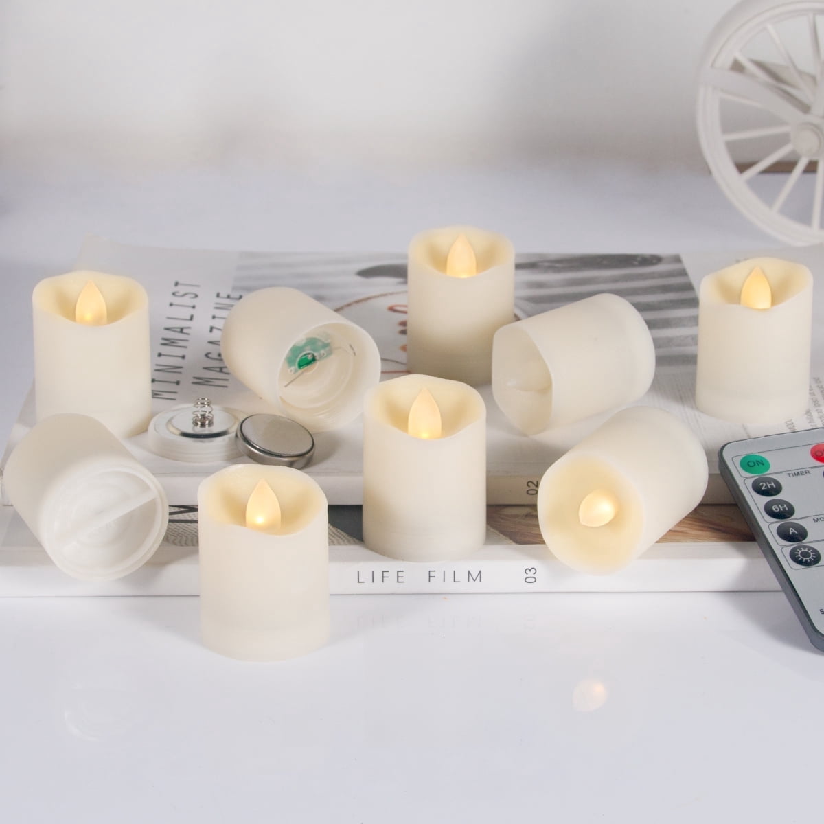 Remote Control Tea Lights, Flickering Realistic Tea Lights Battery ...