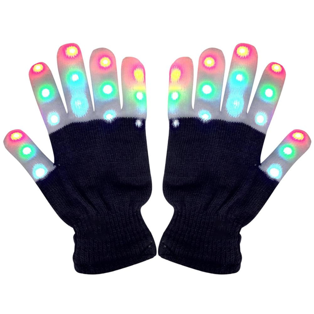 LED Flashing Light Up Gloves 1 Pair for Teens Kids and Adults, Colorful ...