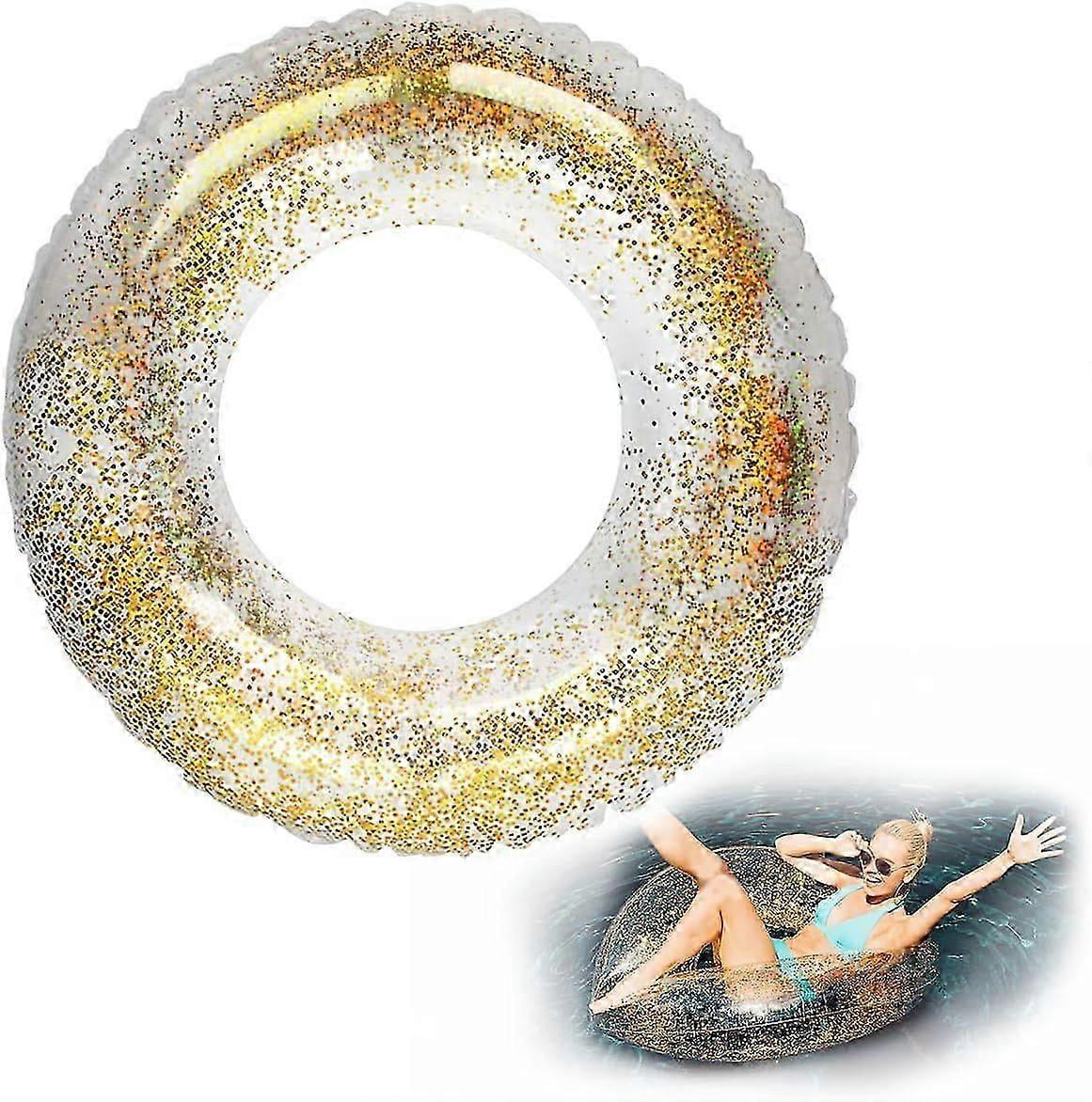 LED Flashing Swim Ring - Transparent Glow Pool Float for Adults ...