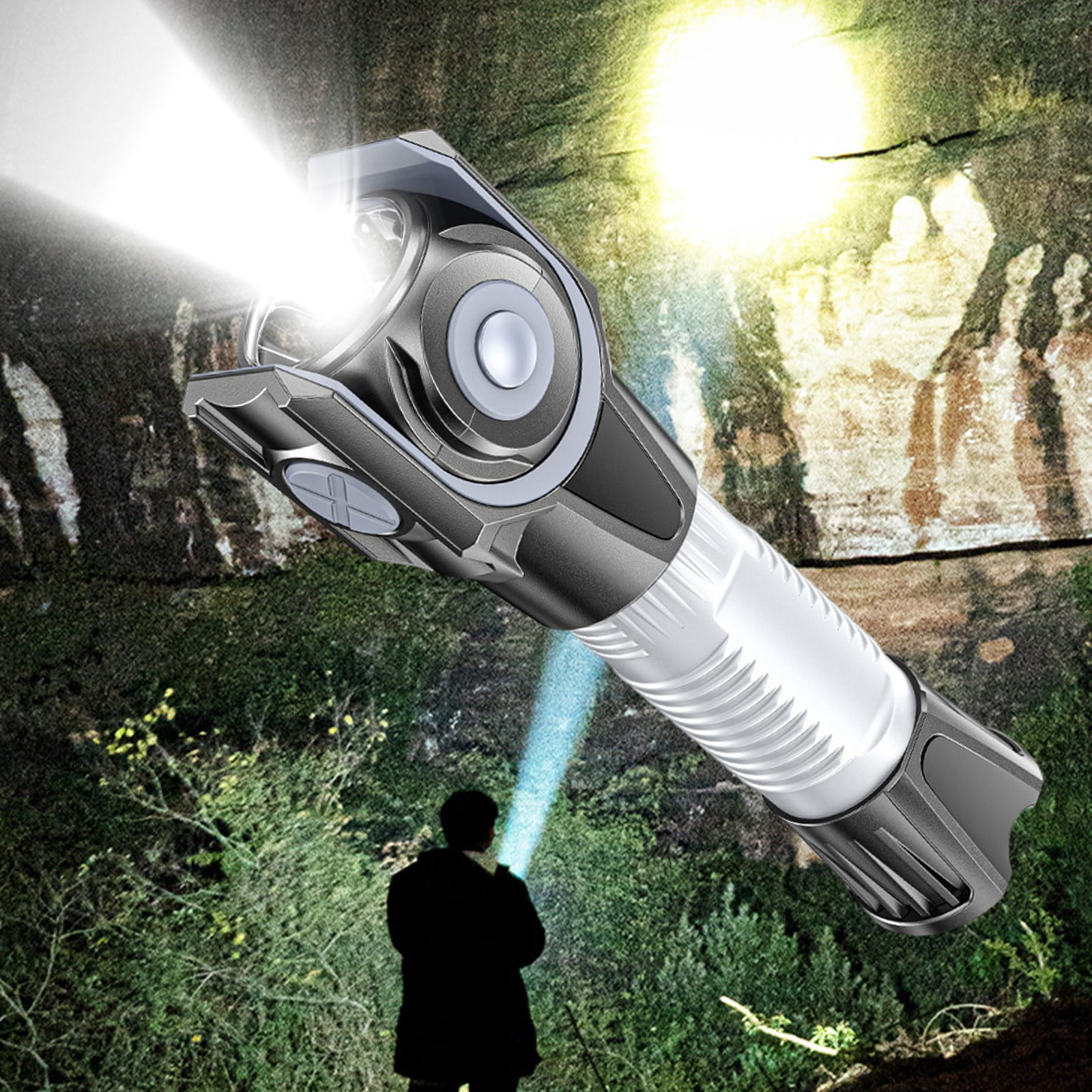 LED Flashlight 360 Degree Rotating Waterproof Rechargeable Torch | Long ...