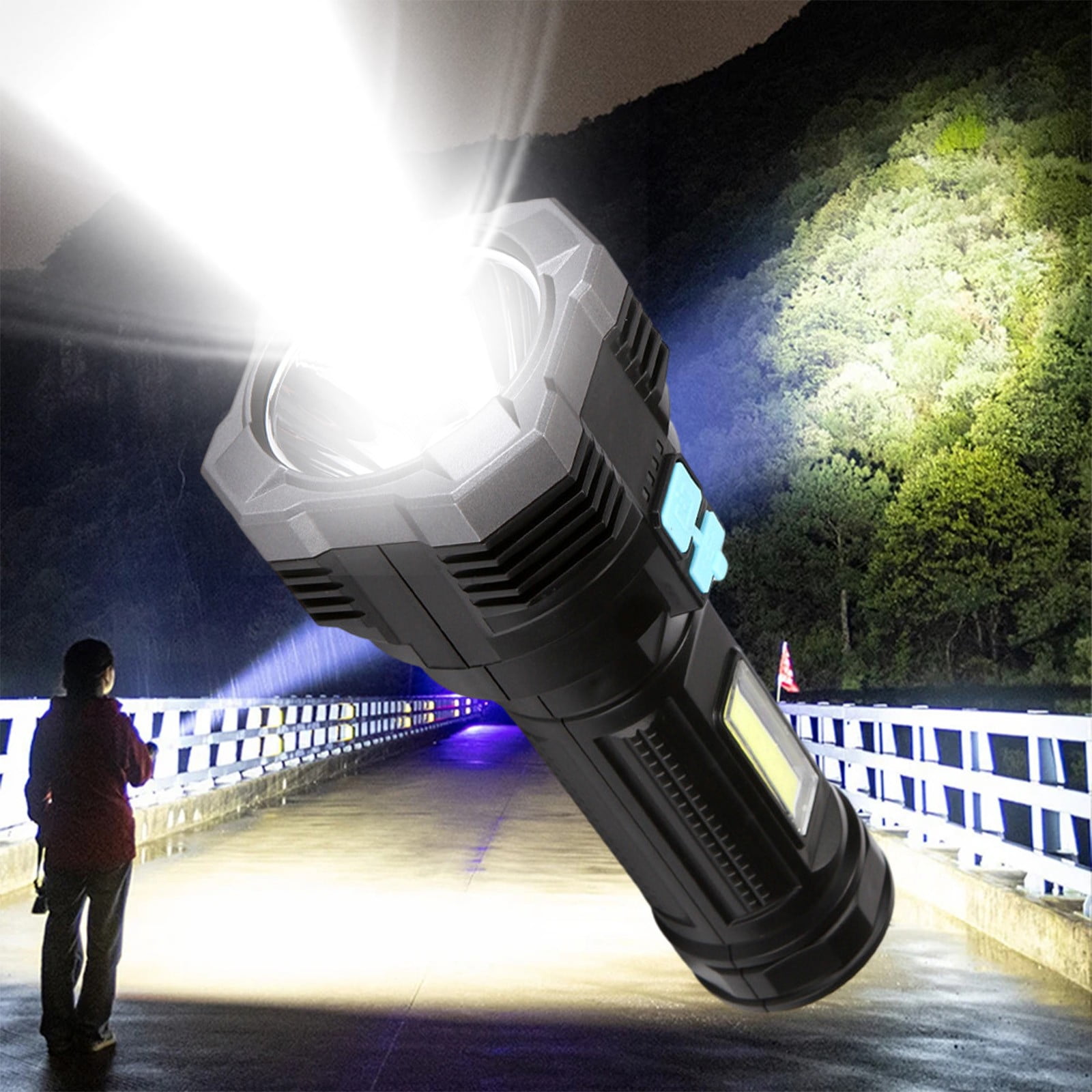 LED Flashlight High Power Long Range Torch | COB Side Light ...