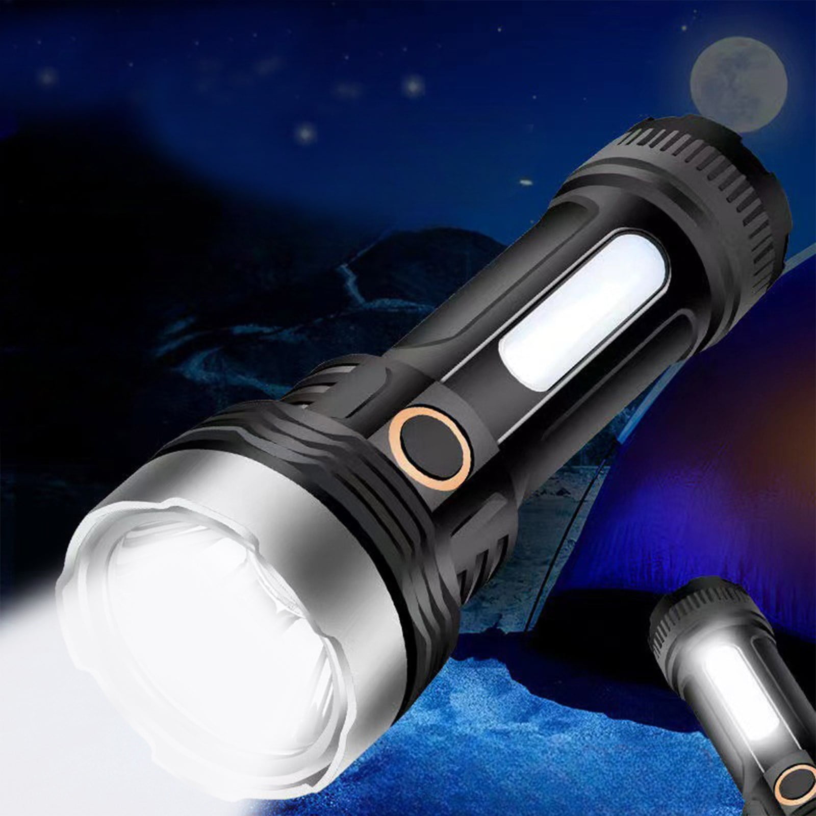 LED Flashlight High Power Rechargeable USB Long Range Waterproof Torch ...
