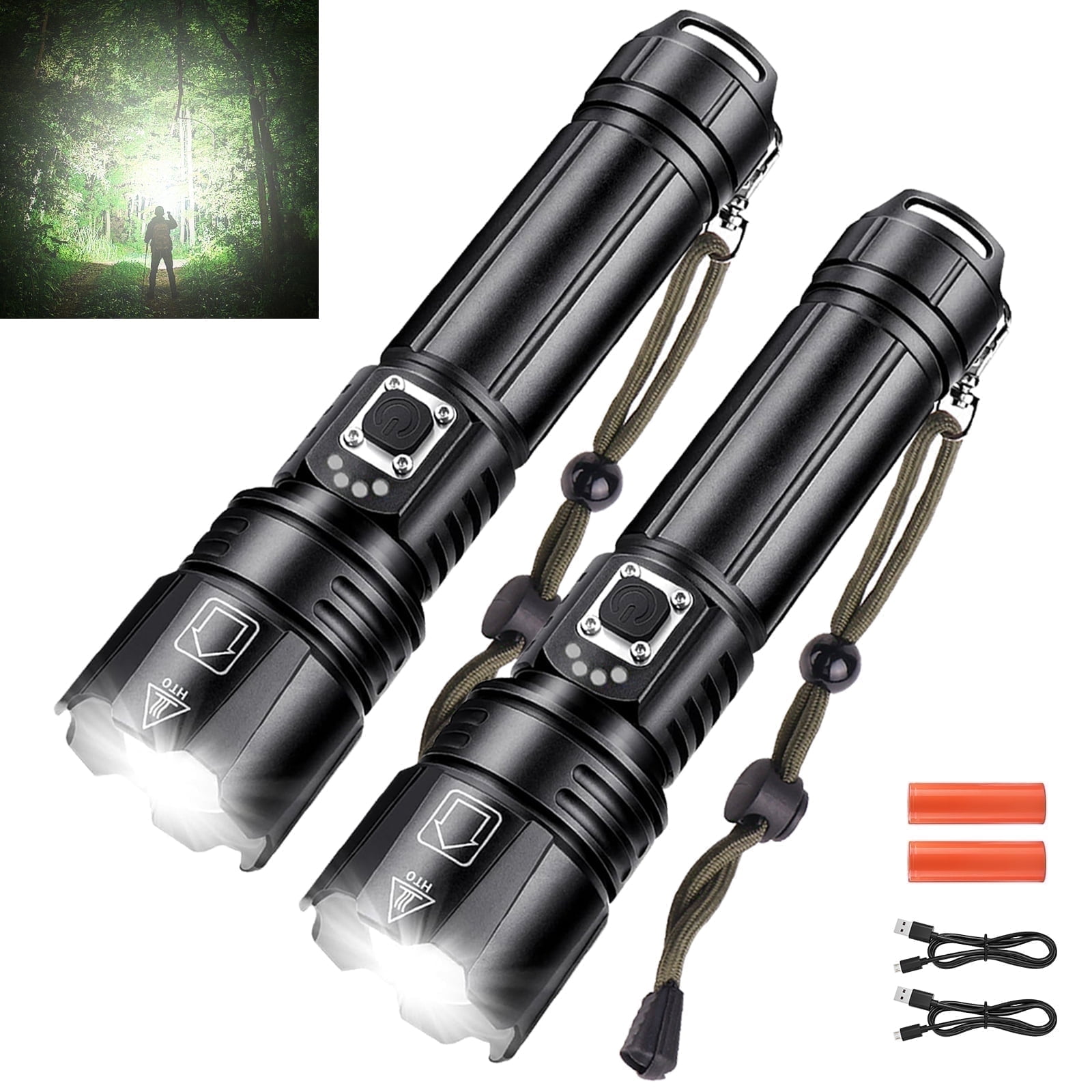 AMBLER LED Flashlight, 10000 Lumens Rechargeable Zoomable Waterproof, 5 ...