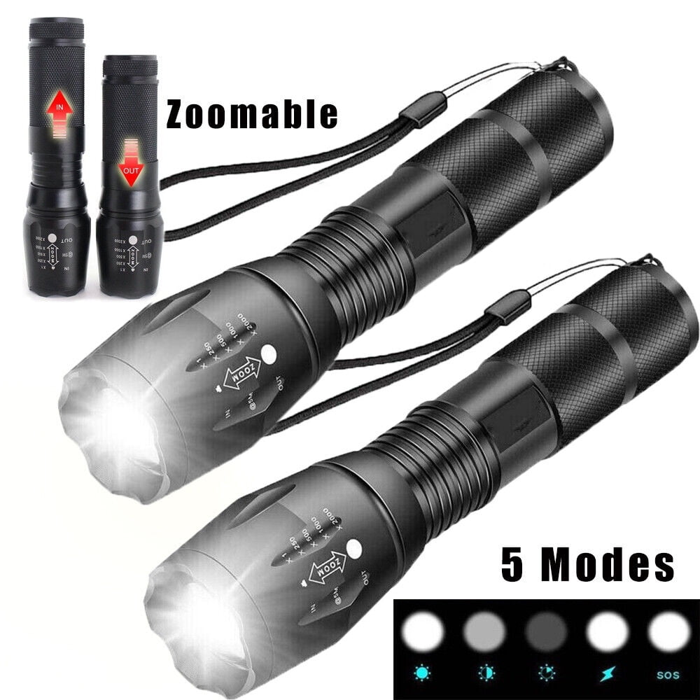 LED Flashlight Pack -2 x Bright, Zoomable Tactical Flashlights with ...