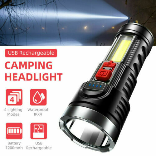 LED Flashlight Super Bright USB Rechargeable Torch Work Light - Walmart.com