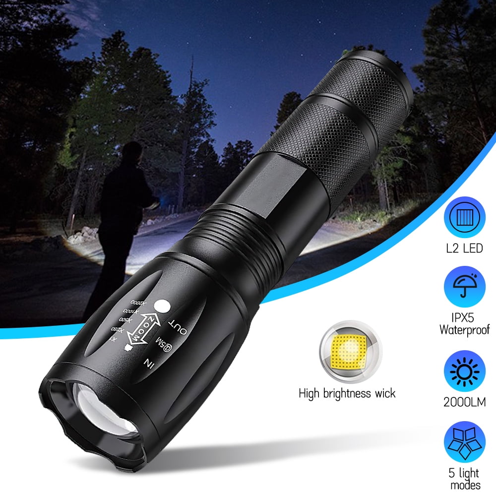 LED Flashlight,Zoomable Tactical LED Bright Flashlights Flash Light ...