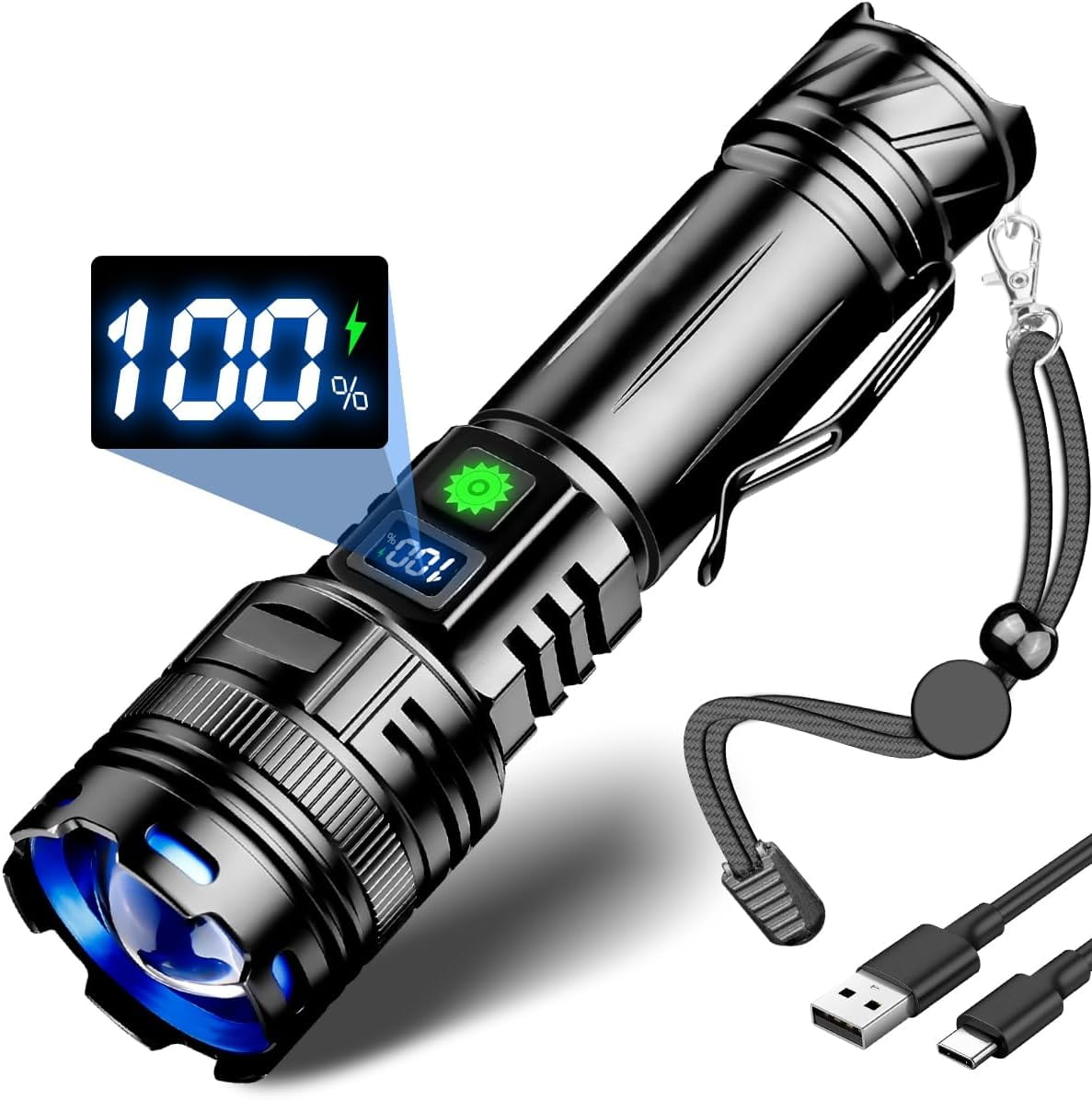 LED Flashlights High Lumens, Rechargeable Flashlight 1000000 Lumen ...