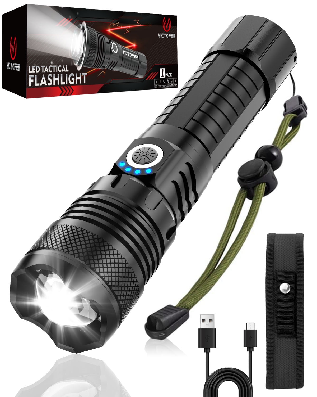 LED Flashlights, High Powered High Lumens Super Bright Tactical ...