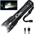 LED Flashlights, Rechargeable Super Bright Flashlight, XHP70 Tactical Flashlight with Zoomable ...