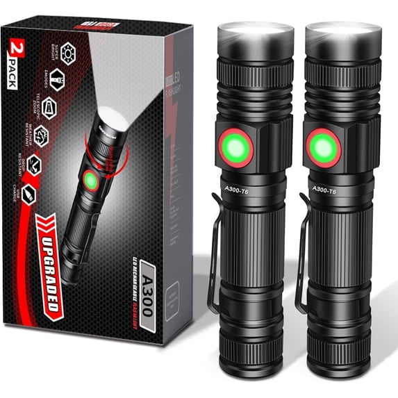 LED Flashlights Rechargeable USB 2000 High Lumens, Small and Bright ...