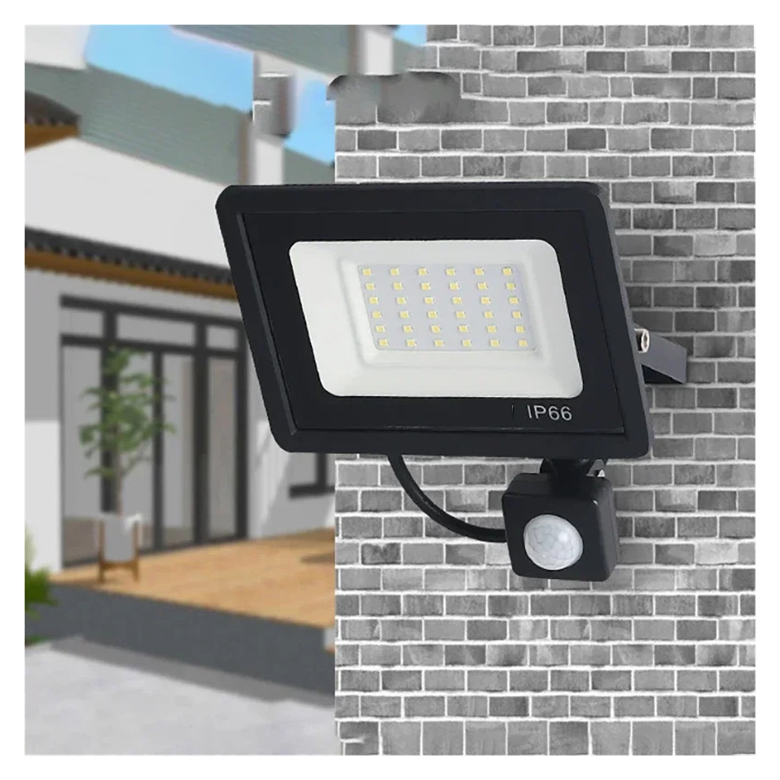 LED Floodlights 100W 50W 30W 20W 10W PIR Motion Sensor IP66 Waterproof LED Hanging Exterior ...