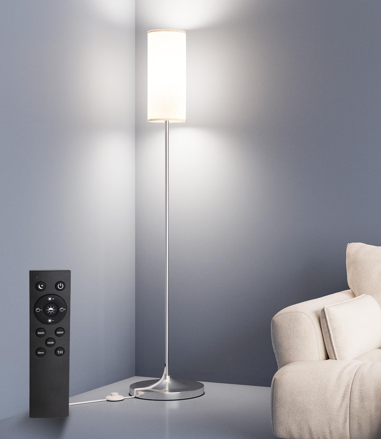 LED Floor Lamp for Living Room, Dimmable Standing Lamps with Foot ...