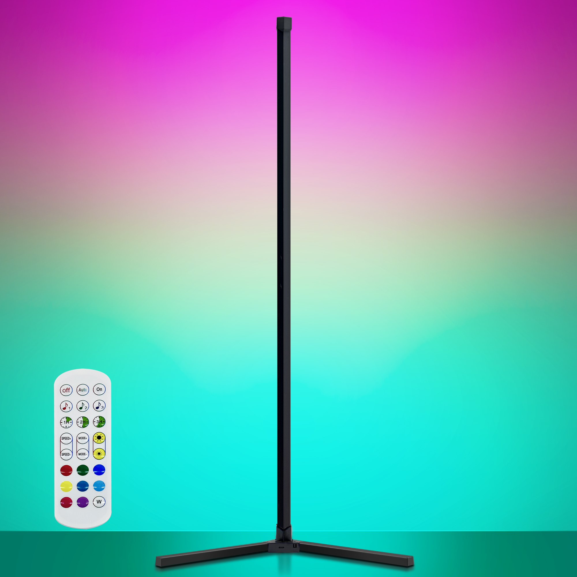 Fisca 62'' Metal RGB Corner Floor Lamps for Living Room and Bedroom ...