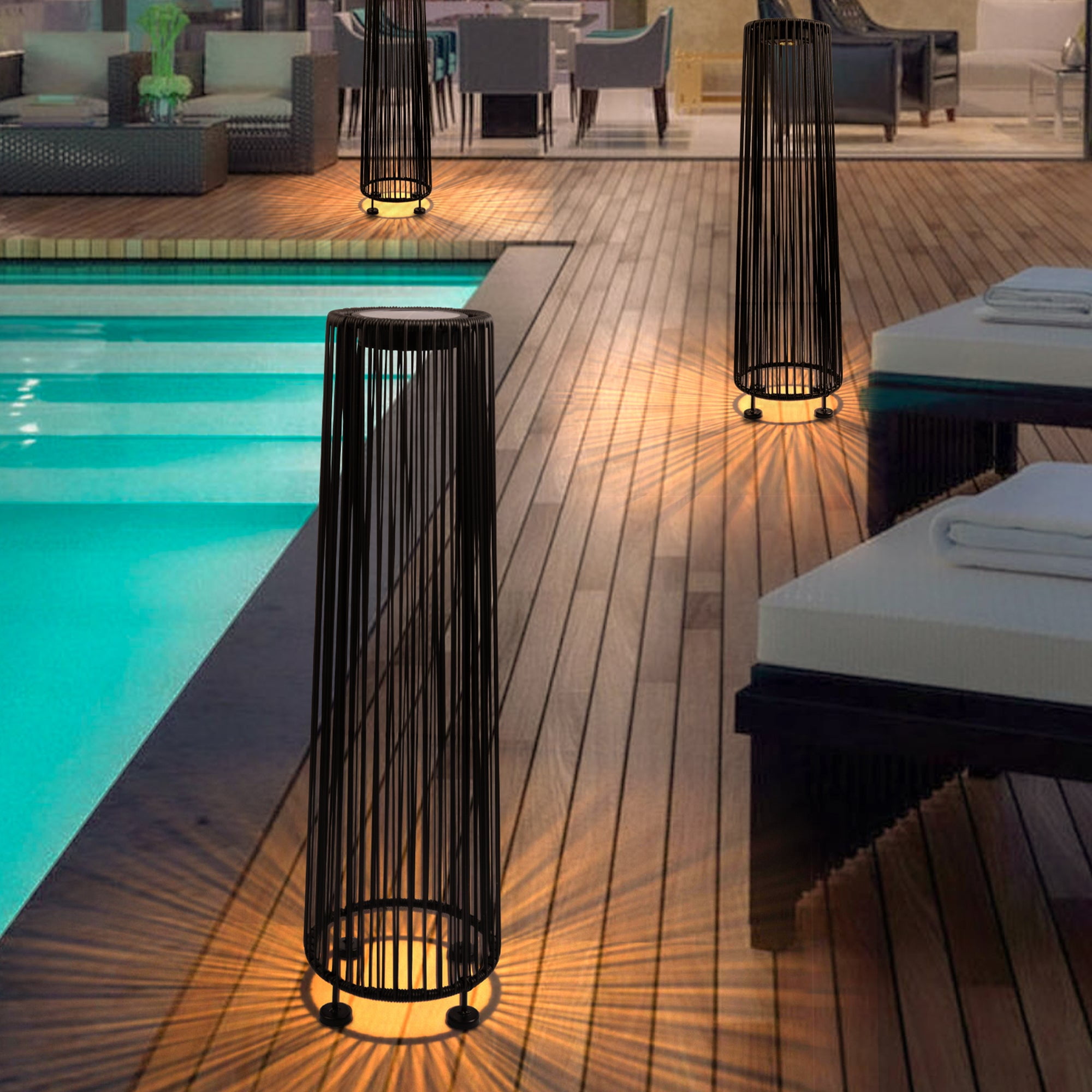 LED Floor Lamp, Solar Power Plant Stand with Lamp, Outdoor LED Plant ...