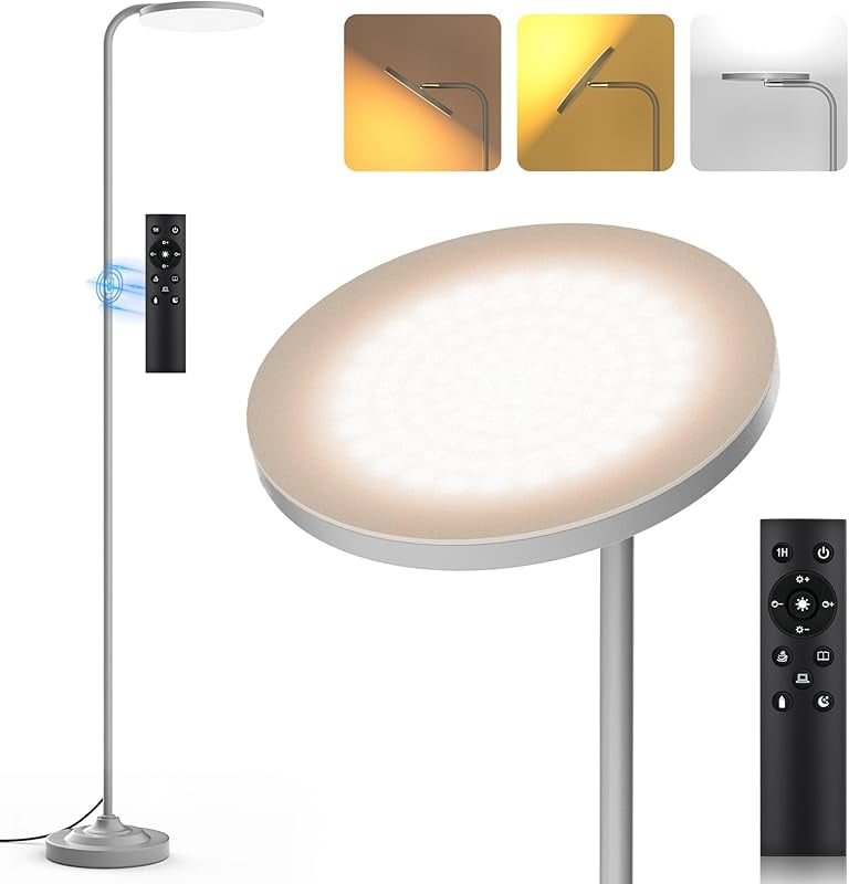 LED Floor Lamp, Super Bright Standing Lamp, Modern Stepless Dimmable ...