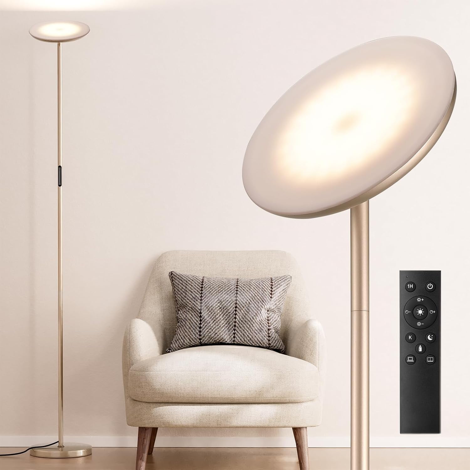 LED Floor Lamp with Remote, 36W/3000-5000K,Touch Control, Fully ...