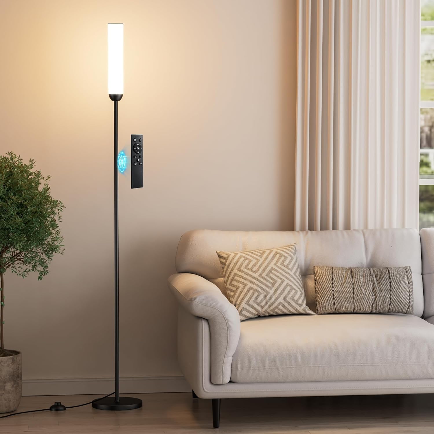 LED Floor Lamp with Remote Control, 65" Standing lamp with Stepless ...