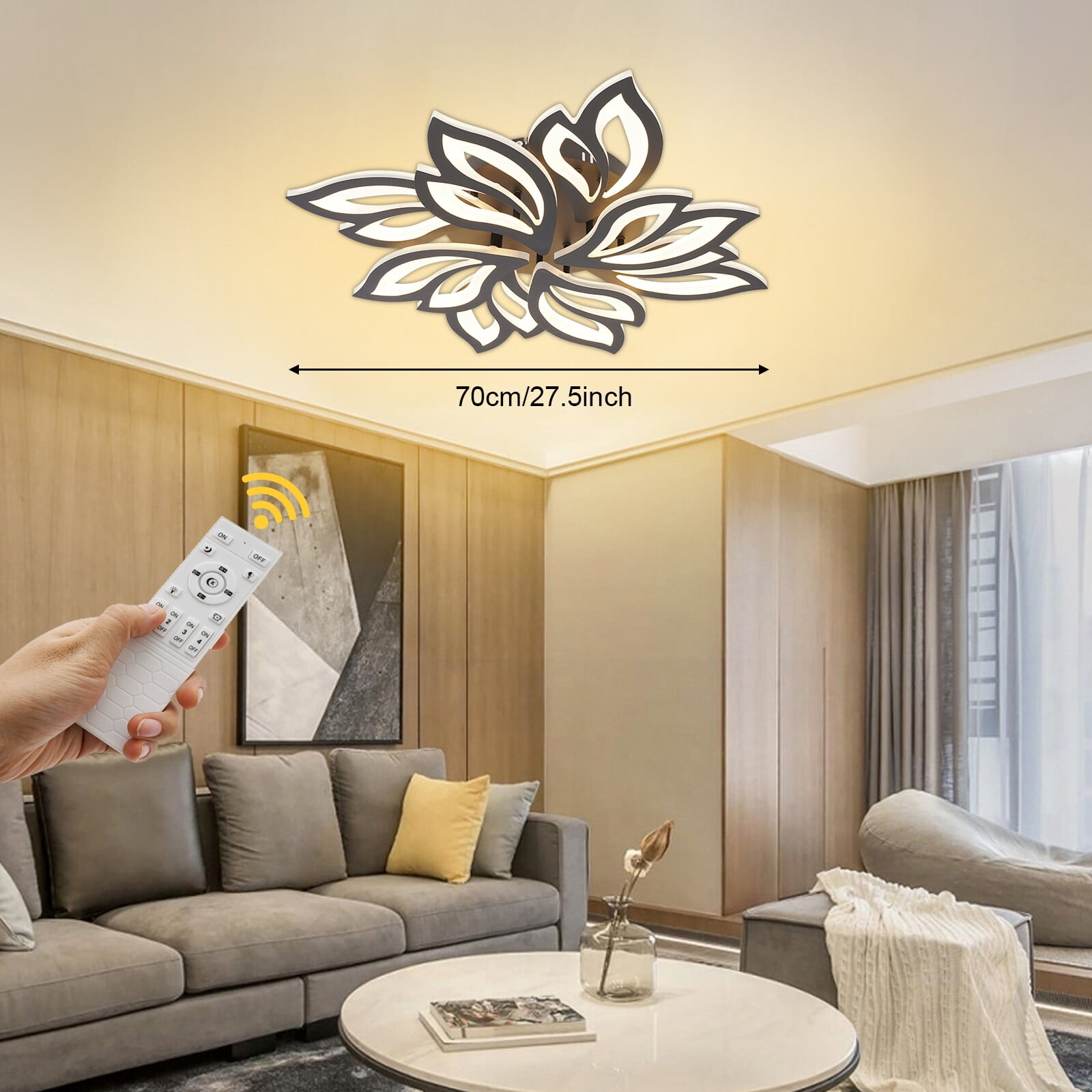 LED Flower Ceiling Light with Remote Control Flush Mount Ceiling Light ...