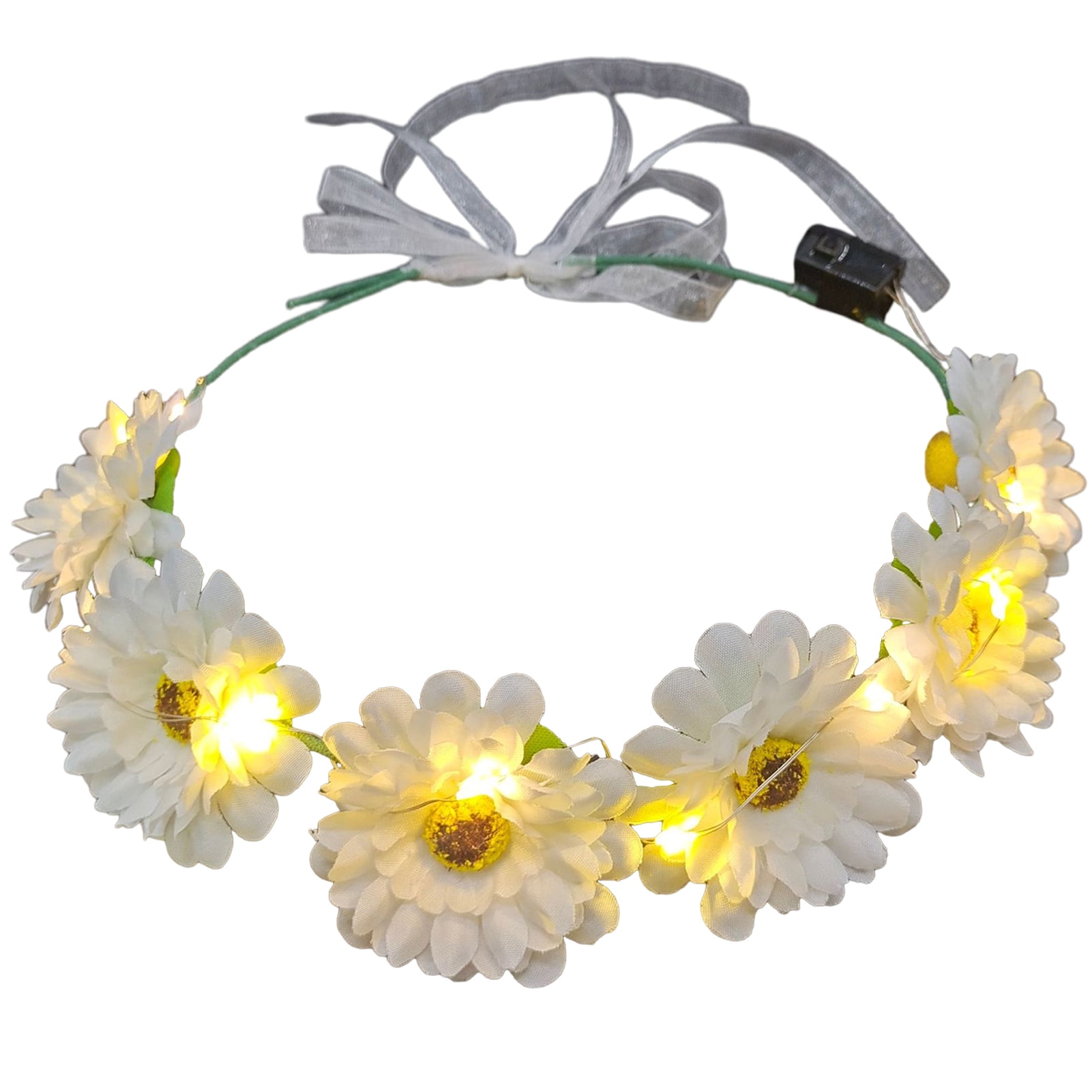 LED Flower Headband Lightweight Light Up Luminous Floral Garland ...