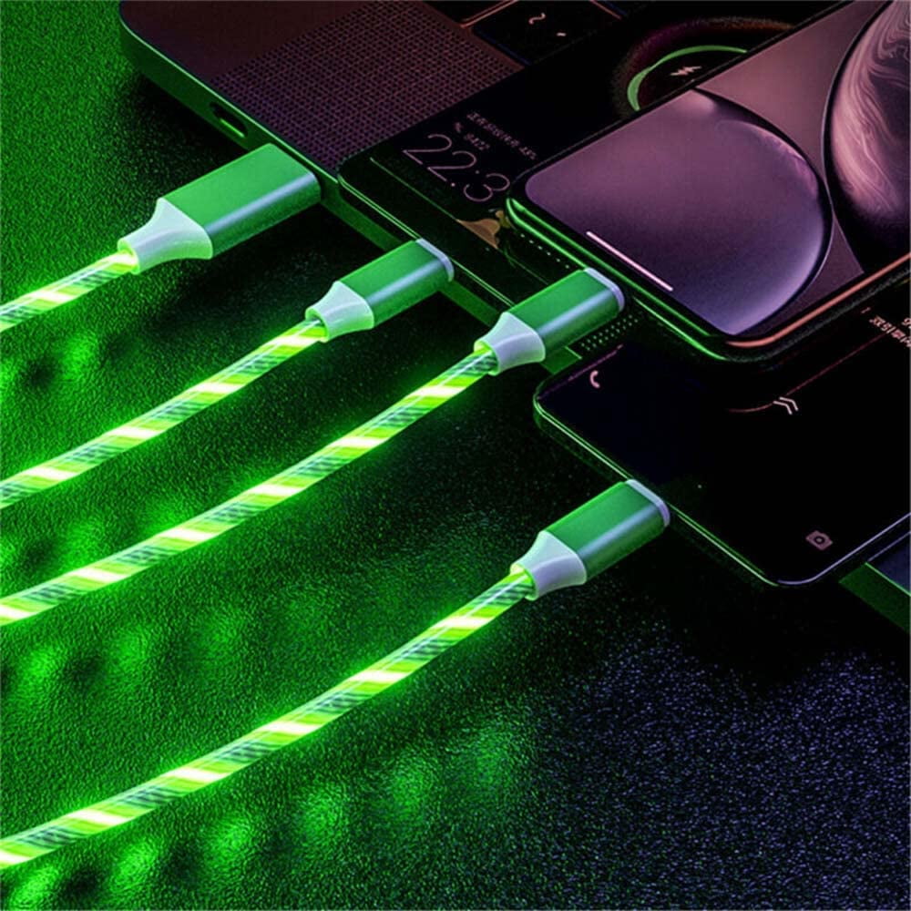 LED Flowing Light Up Charger Cable, 3 in 1 Multi-Connector Charging ...