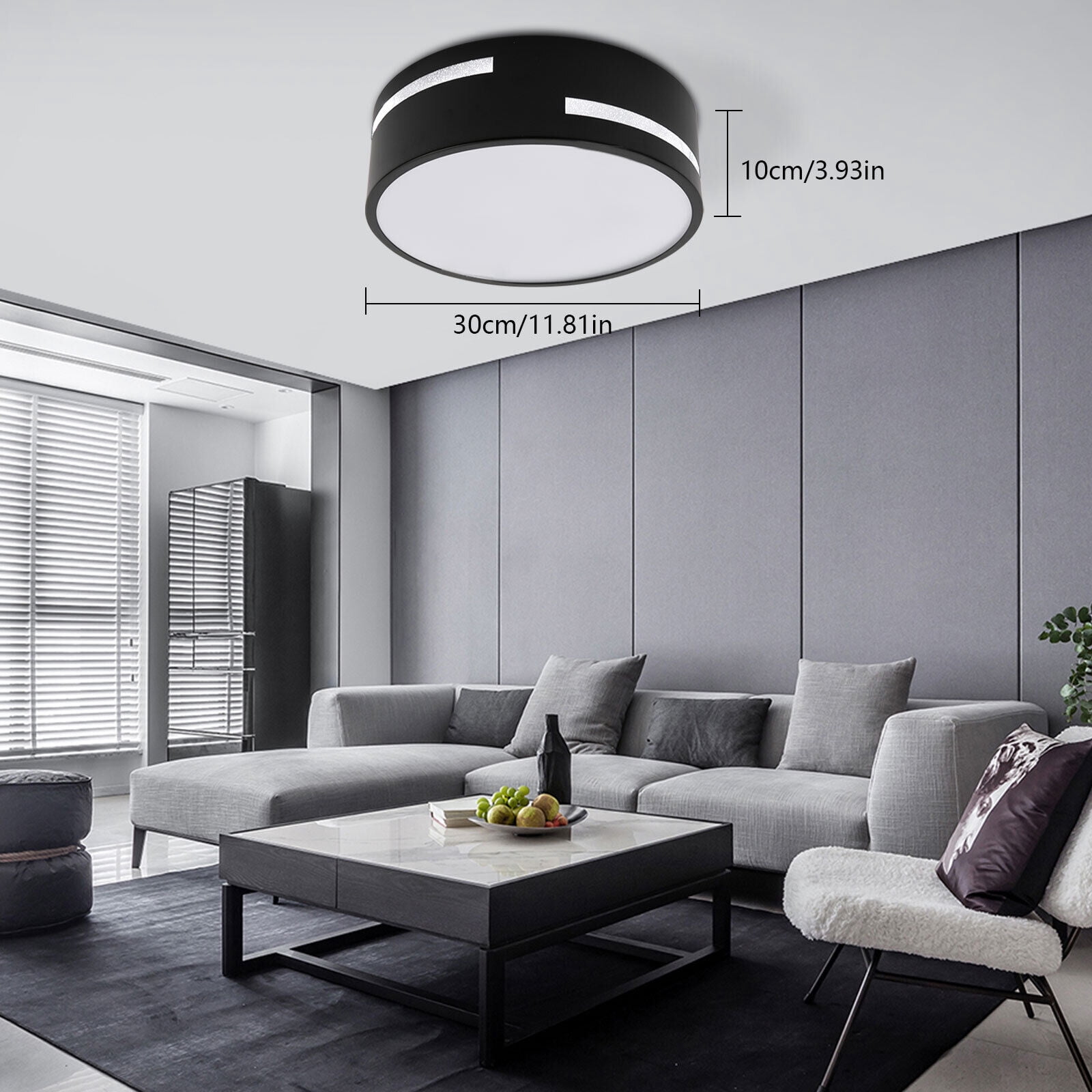 LED Flush Mount Ceiling Light Corded Electric Black Ceiling Light for ...