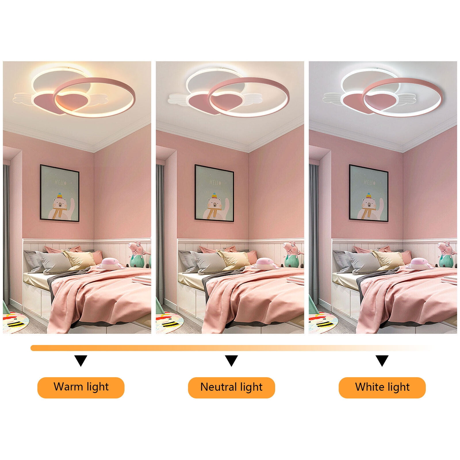 LED Flush Mount Ceiling Light Fixture with Remote Control, 3000K-6500K 3-Color Dimming Round ...