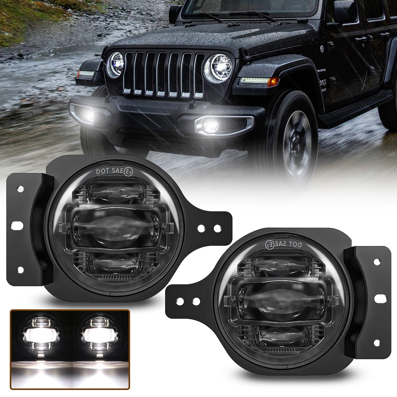 LED Fog Lights Bumper Driving Lamp for Jeep Wrangler JL Gladiator ...