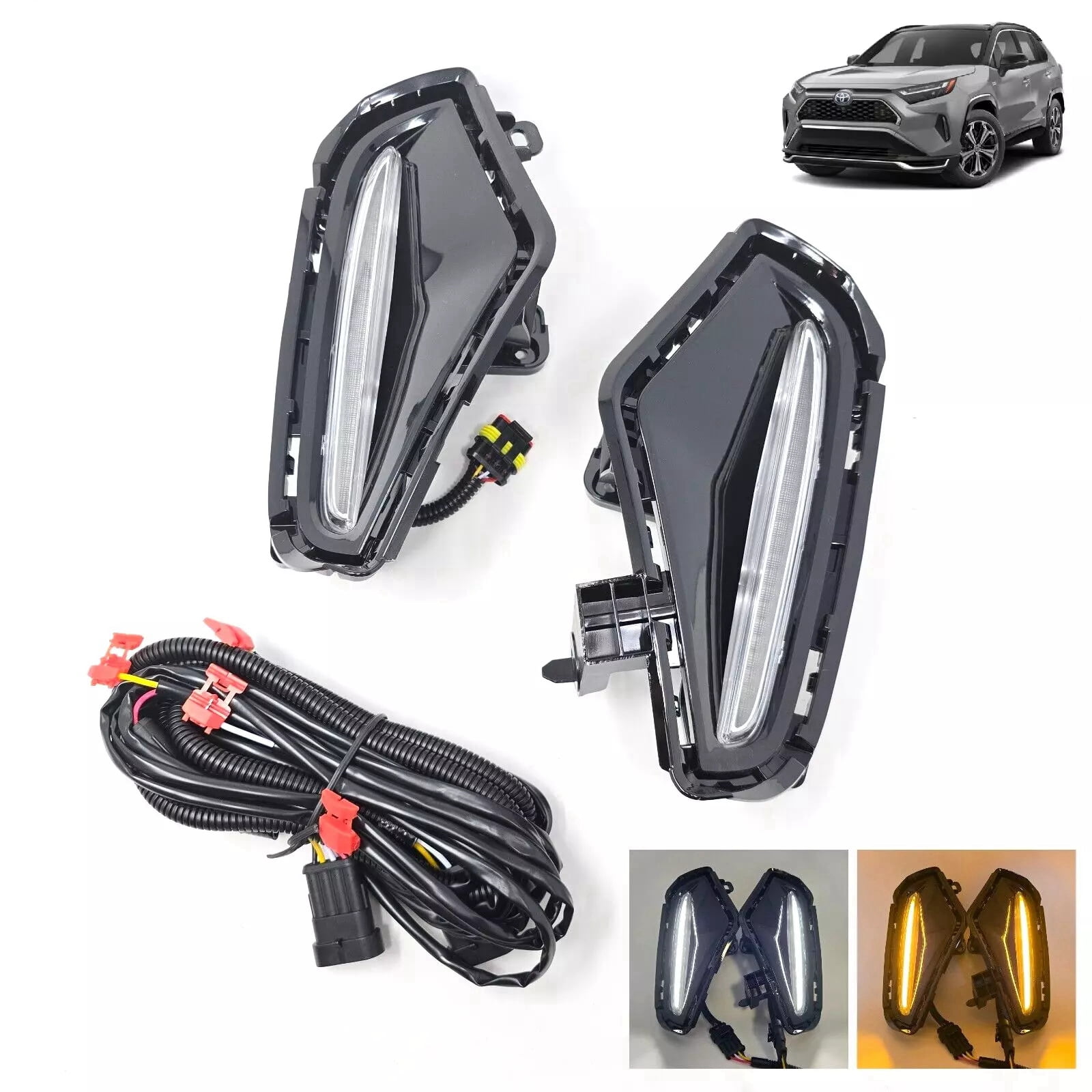 LED Fog Lights Kit for 2019 -2025 Toyota Rav4 Dual Color White Yellow ...