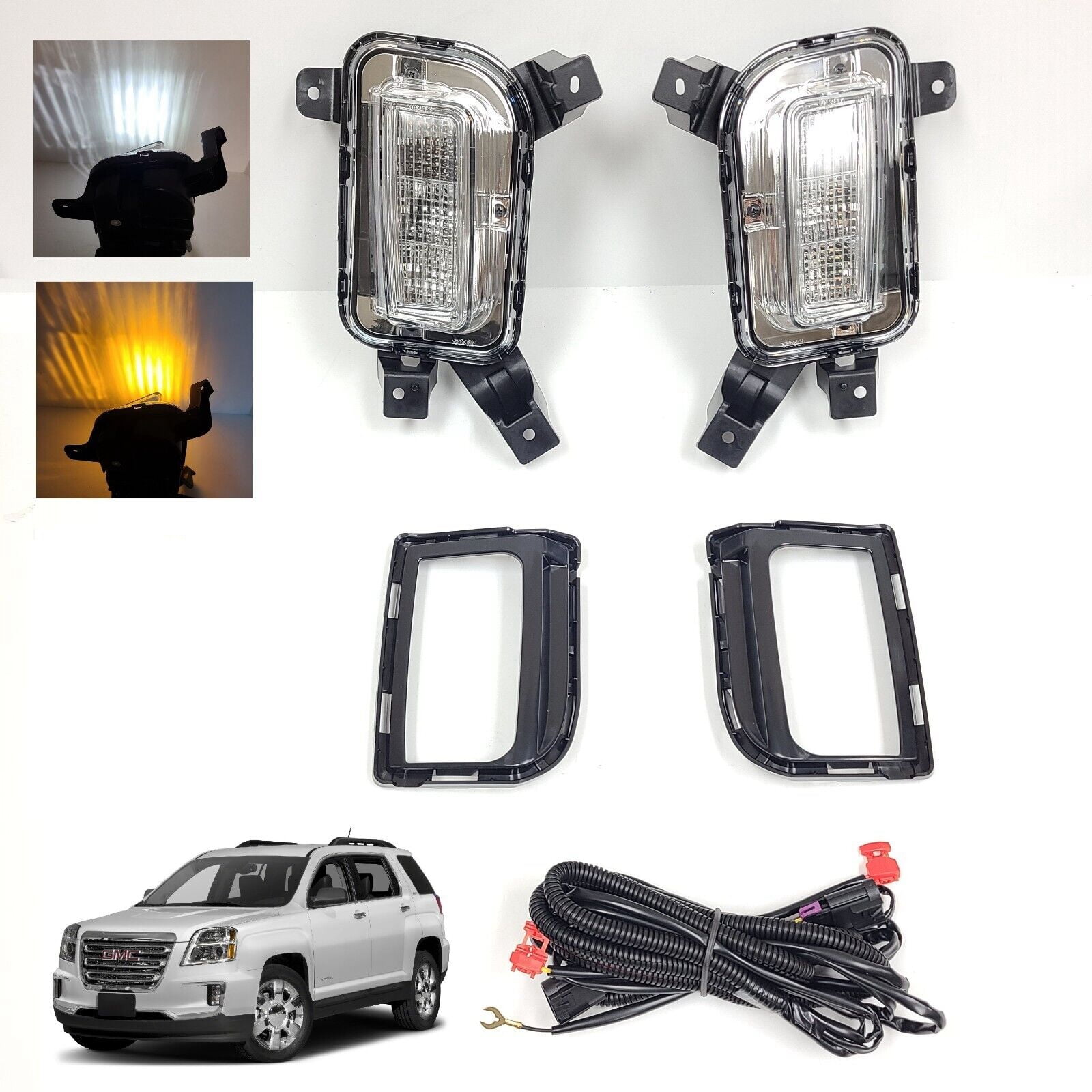 LED Fog Lights Kit For GMC Terrain 2016 2017 Replacement Bezel DRL ...