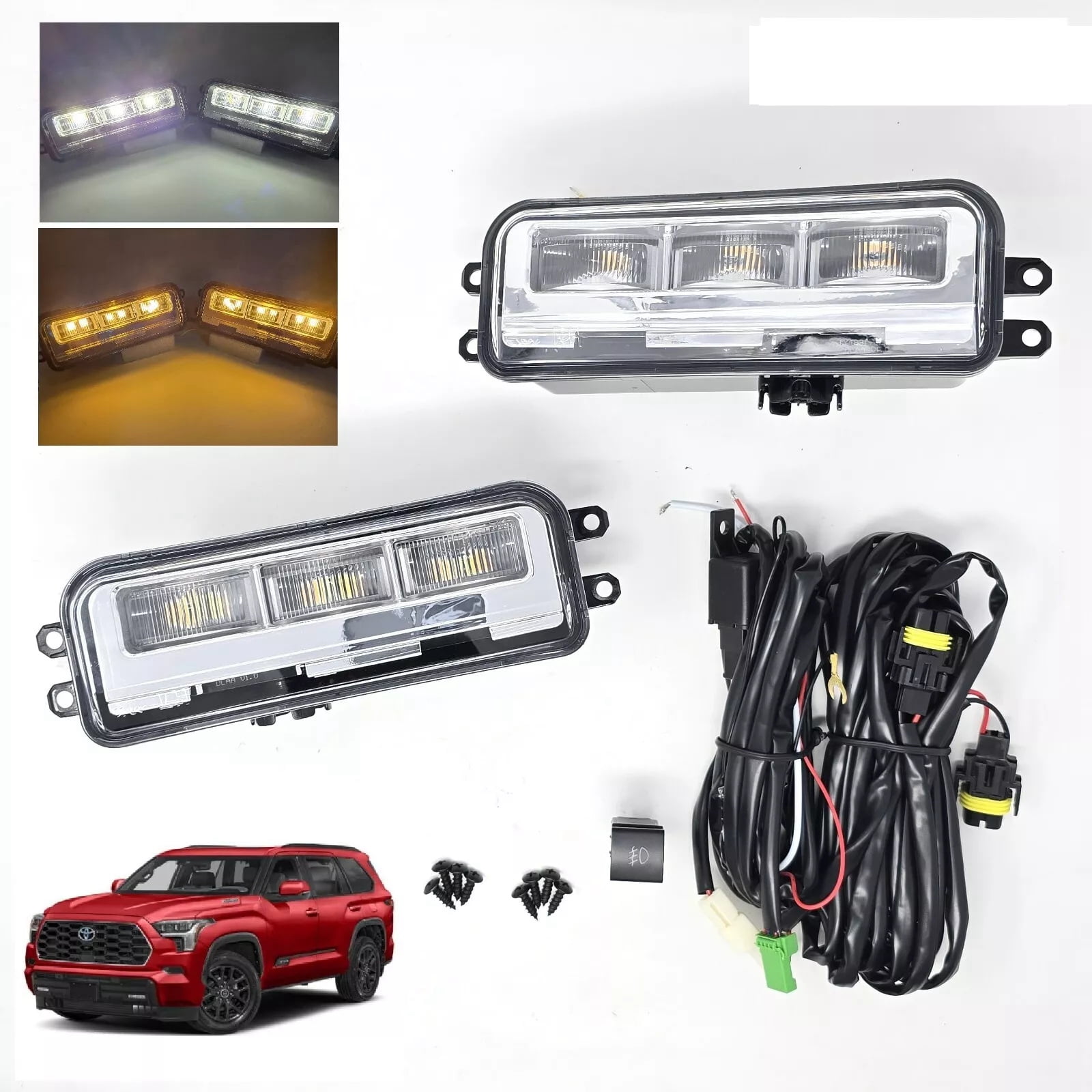 LED Fog Lights Kit For Toyota Sequoia 2023 2024 2025 with Clear Lens ...