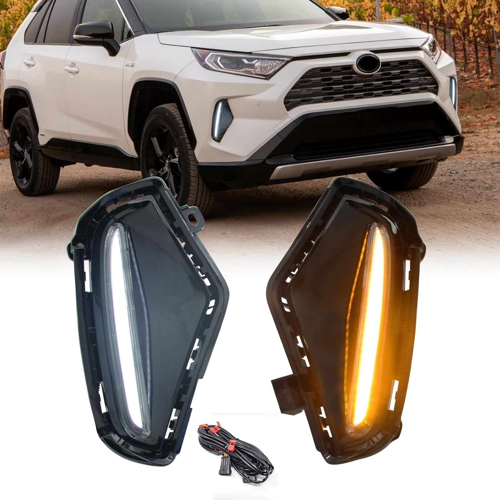 LED Fog Lights Kit for Toyota RAV4 2019-2025 w/LED DRL Daytime Running ...