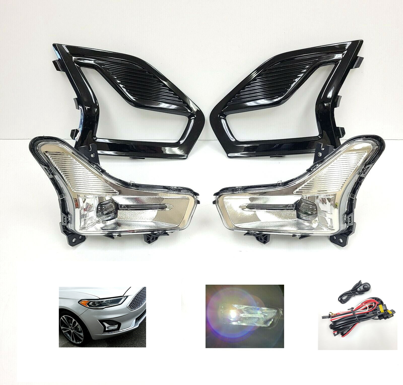 LED Fog Lights Set for 2019-2020 Ford Fusion with Switch Wire Bezel ...