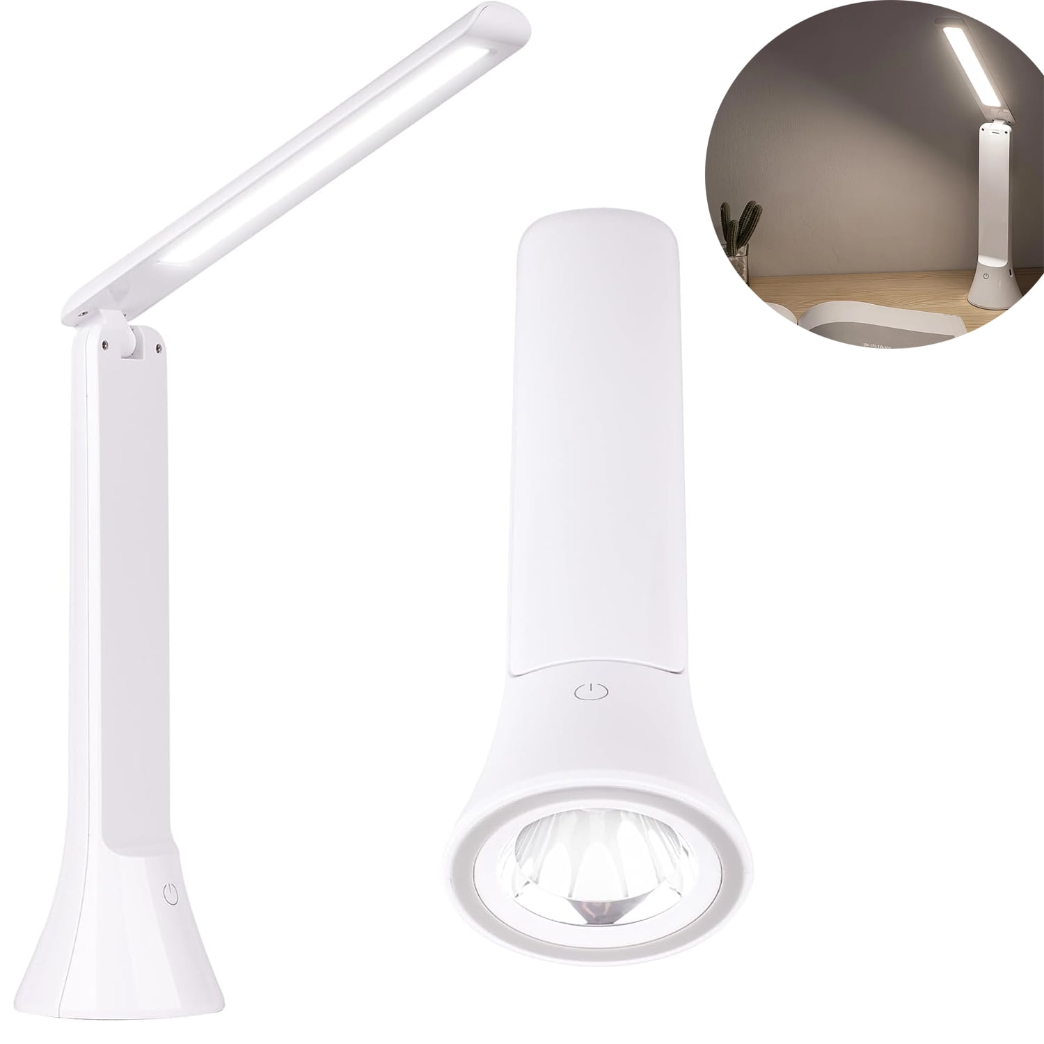 LED Foldable Desk Lamp, Rechargeable Desk Lamp with Flashlight Function ...