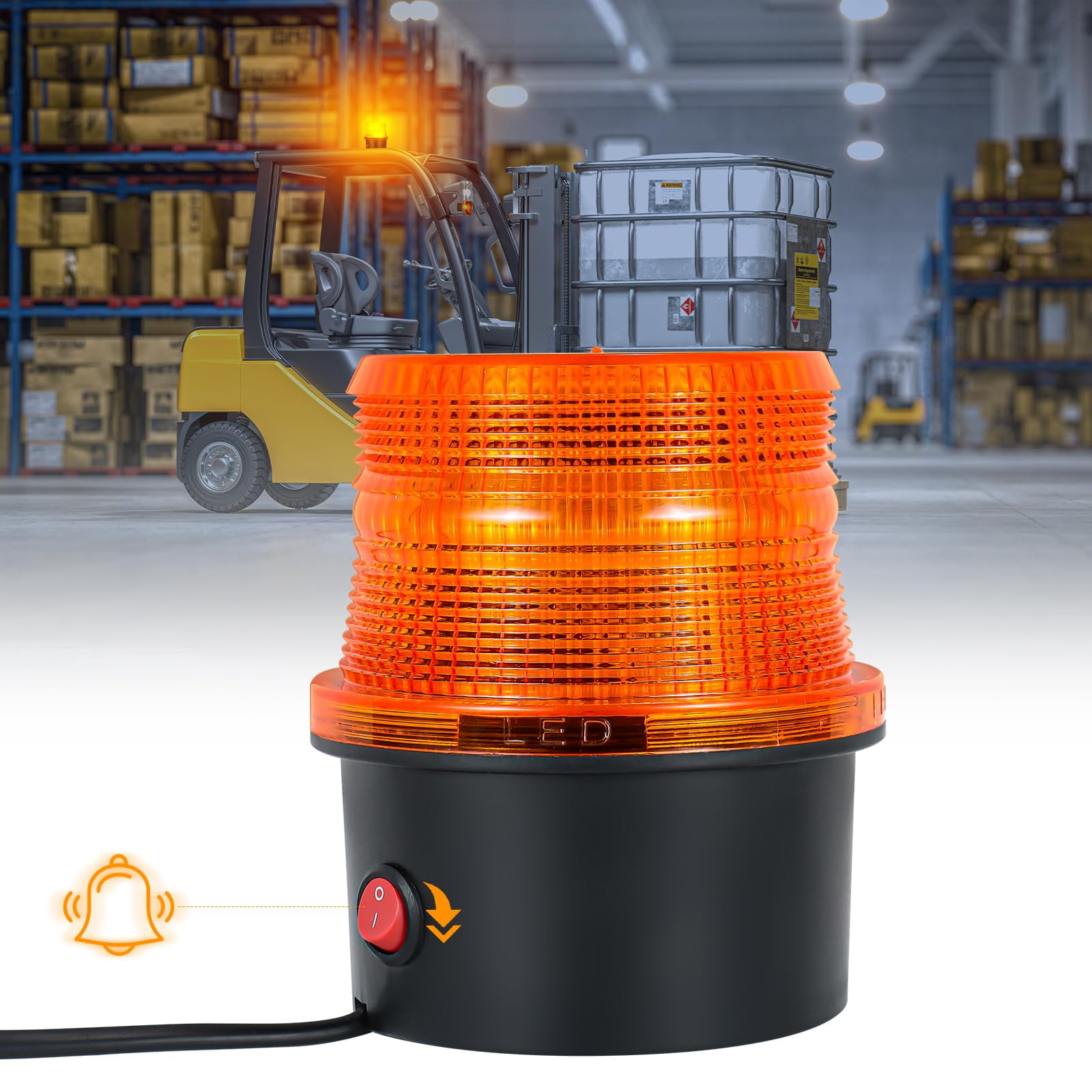 LED Forklift Strobe Light IFF17 with Built-in Buzzer, 10V-80V Amber ...